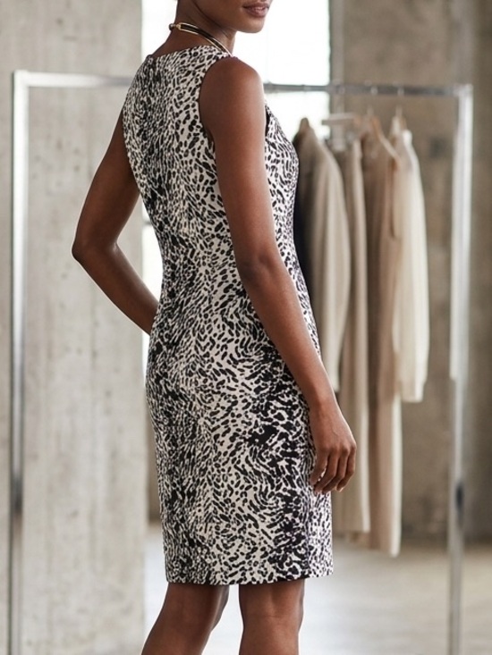 Talbots | Dresses | Talbots Womens Black White Animal Print Sleeveless ...